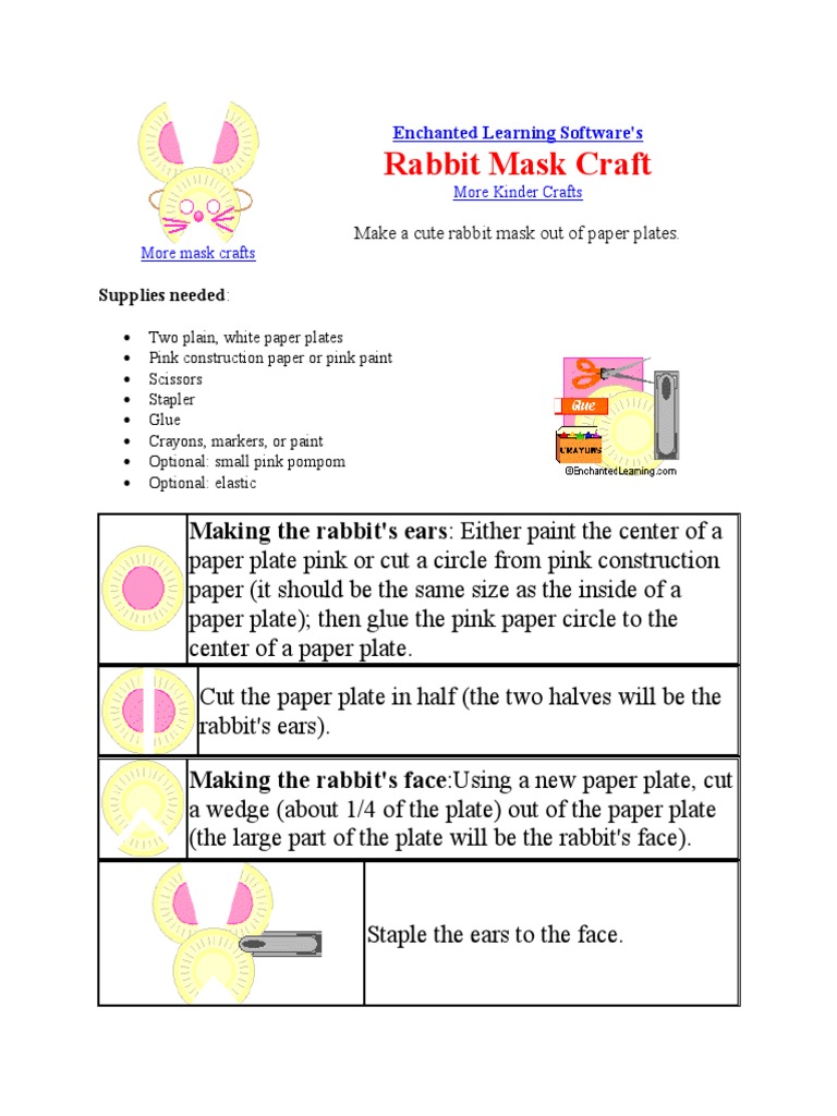 Cute Rabbit Mask Craft Tutorial | PDF