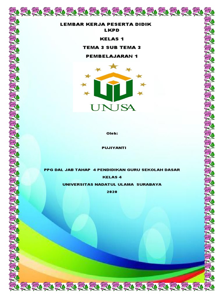 Lembar Kerja Peserta Didik LKPD Kelas 1 Tema 3 Sub Tema 3 Pembelajaran ...