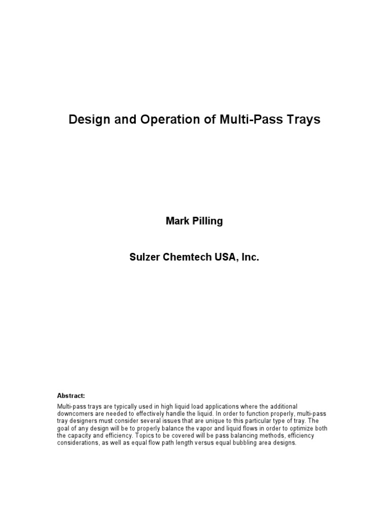 Multi-Pass Tray Design and Efficiency | PDF | Liquids | Fluid Dynamics