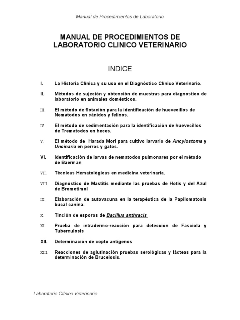 Manual de Procedimientos de Laboratorio Clinico Veterinario 2 | PDF | Laboratorios | Sistema inmune