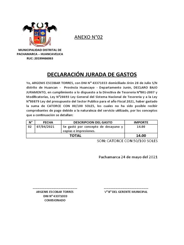 Declaración Jurada Pasajes | PDF