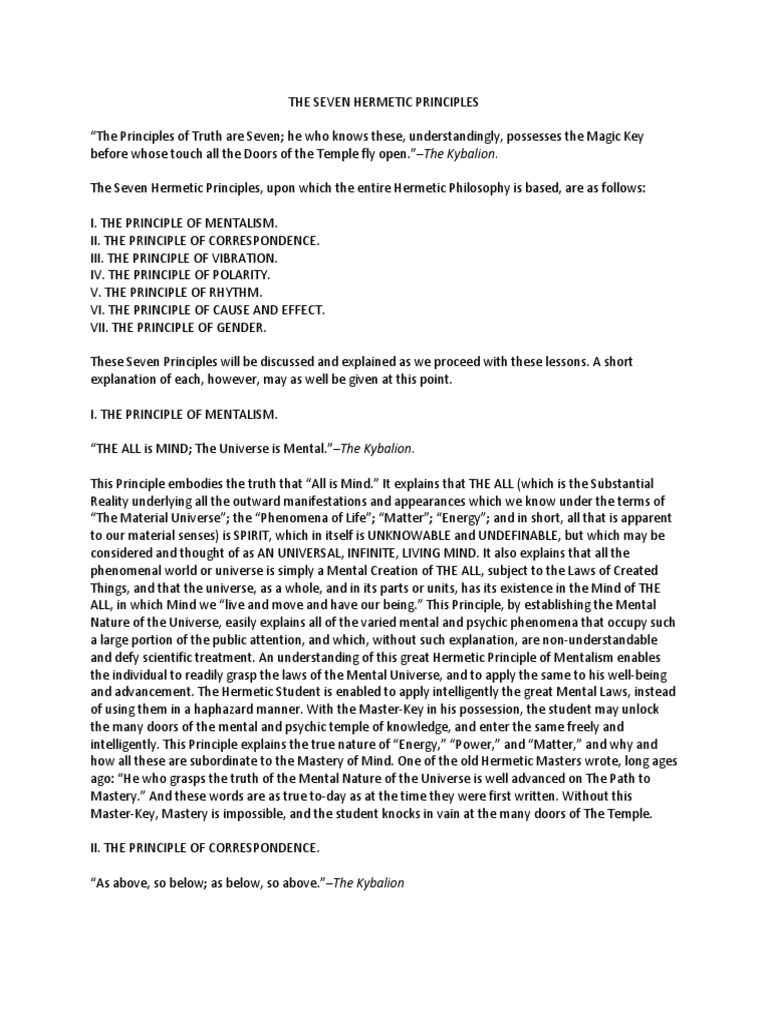 The 7 Universal Principles | PDF | Mind | Truth