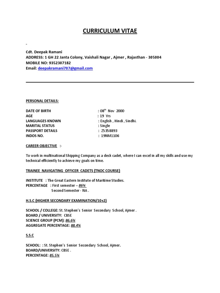 CV - Deepak Ramani | PDF | Career & Growth