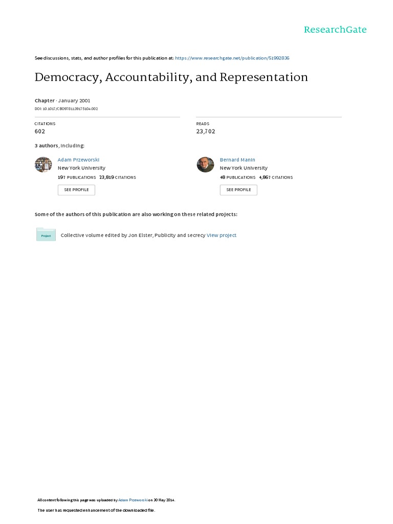 Democracy, Accountability, and Representation: January 2001 | PDF ...