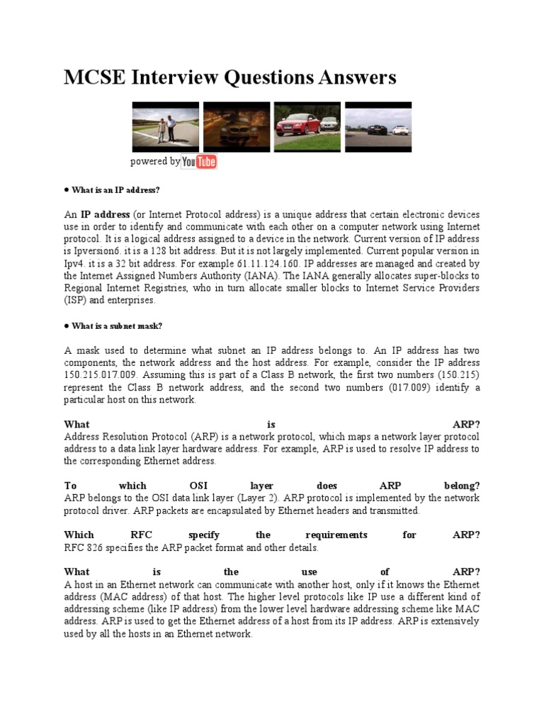 MCSE ARP Protocol Interview Guide | PDF | Internet Protocol Suite | Ip Address