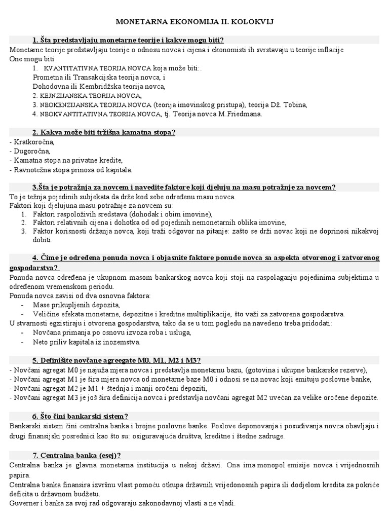 Pitanja I Odgovori Za II Kolokvij | PDF