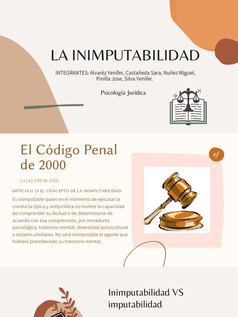 La Inimputabilidad | PDF | Sicología | Justicia