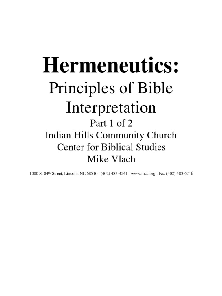 Biblical Hermeneutics - 1 | PDF | Revelation | Biblical Hermeneutics