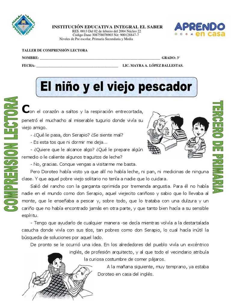 Taller de Comprensión Lectora 3° Grado | PDF