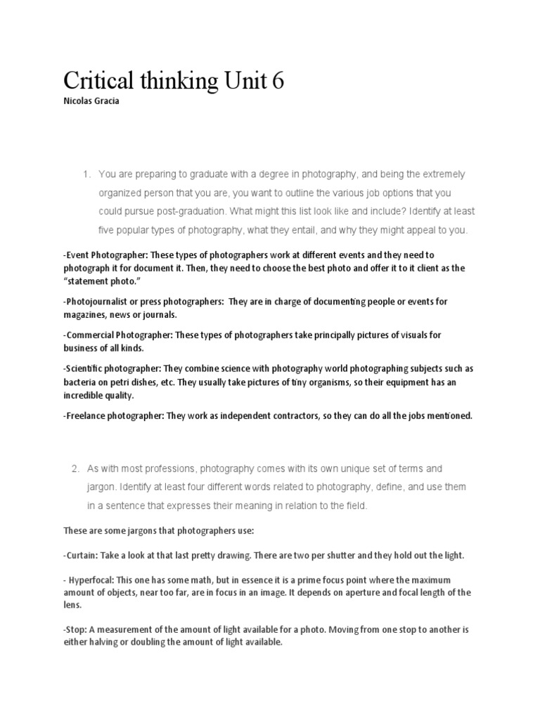 2020-21 - Nicolas Gracia - Photography - Unit 6 CT | PDF | Shutter ...