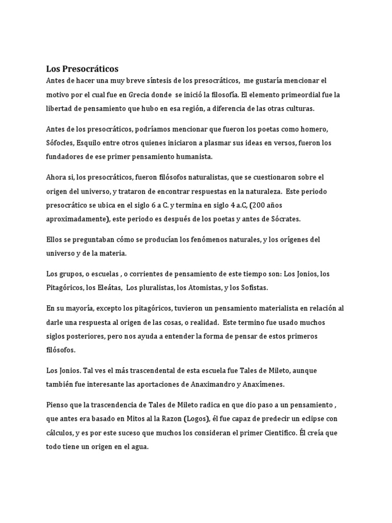 Los Presocráticos | PDF | Metafísica | Teorías filosóficas