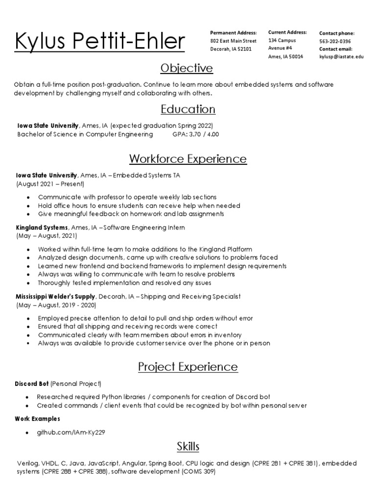 Resume f21 | PDF | Software | Computing