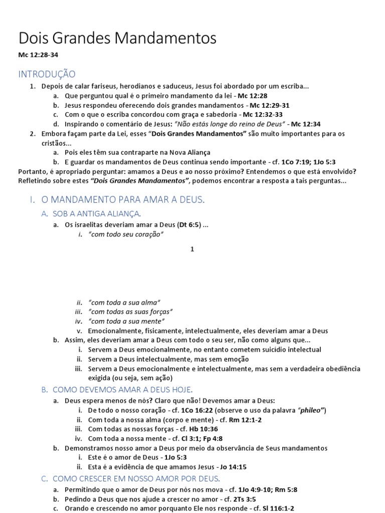 Dois Grandes Mandamentos | PDF | Amor | Jesus