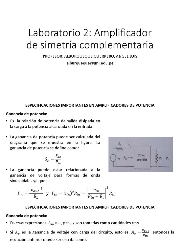EE458 - CLASE 3 - AmplificadorSimetría Complementária | PDF | Amplificador | Transistor