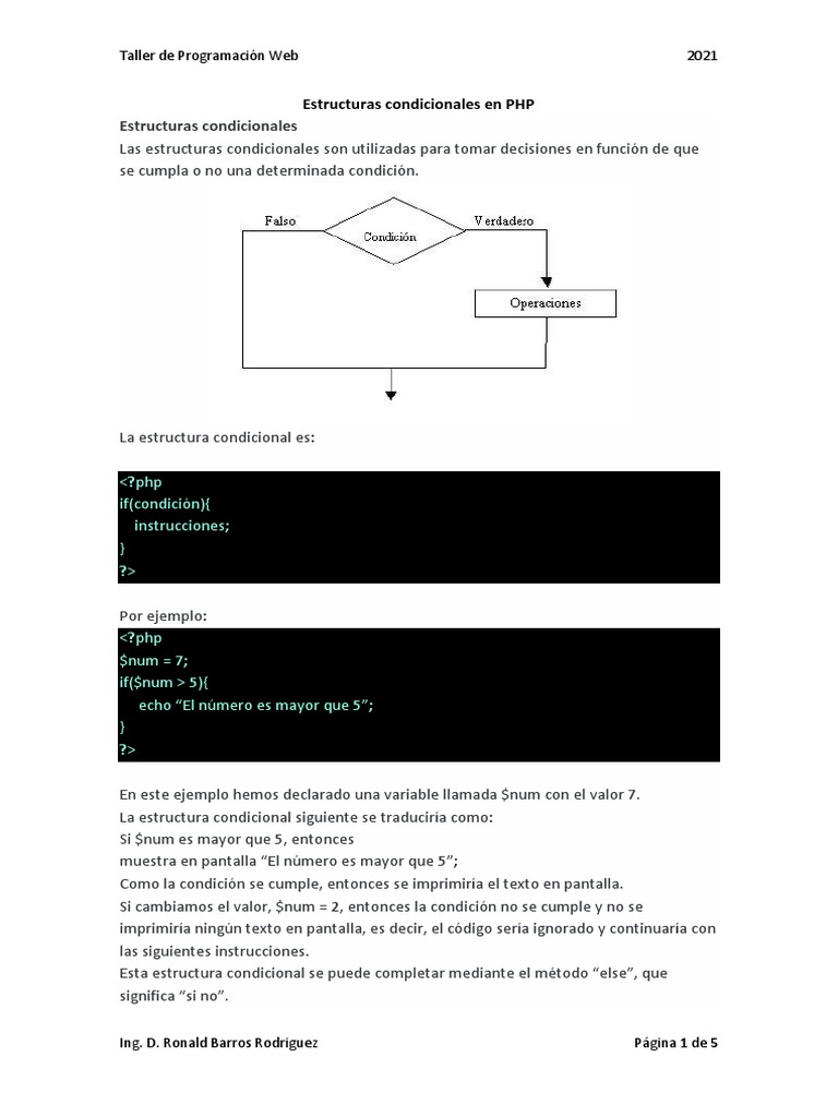Condicionales en PHP | PDF | Flujo de control | Programación de ...