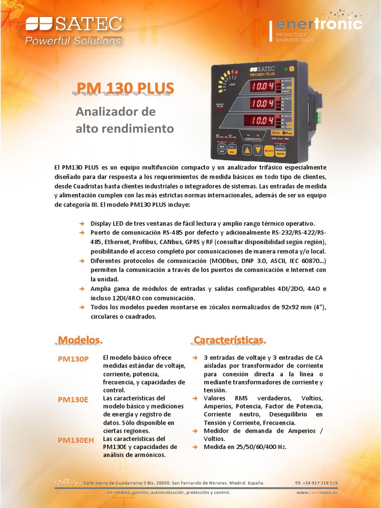 PM130 AC Plus Datasheet ESP | PDF | Ingenieria Eléctrica | Ingeniería ...
