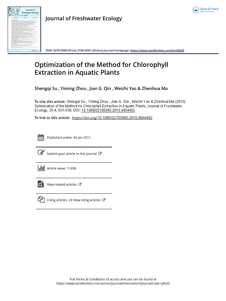 Optimizing Chlorophyll Extraction Methods | PDF | Chlorophyll | Chemistry