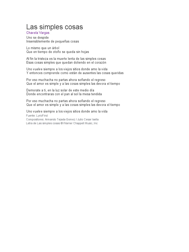 Las Simples Cosas | PDF