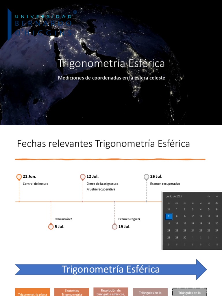 PPT09 Trigonometría Esférica | PDF | Ecuador | Matemáticas