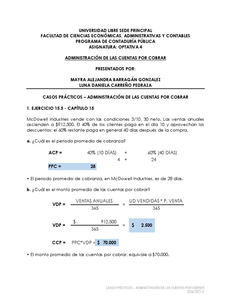 Ejercicios - Administración de Las CXC | PDF | Economias