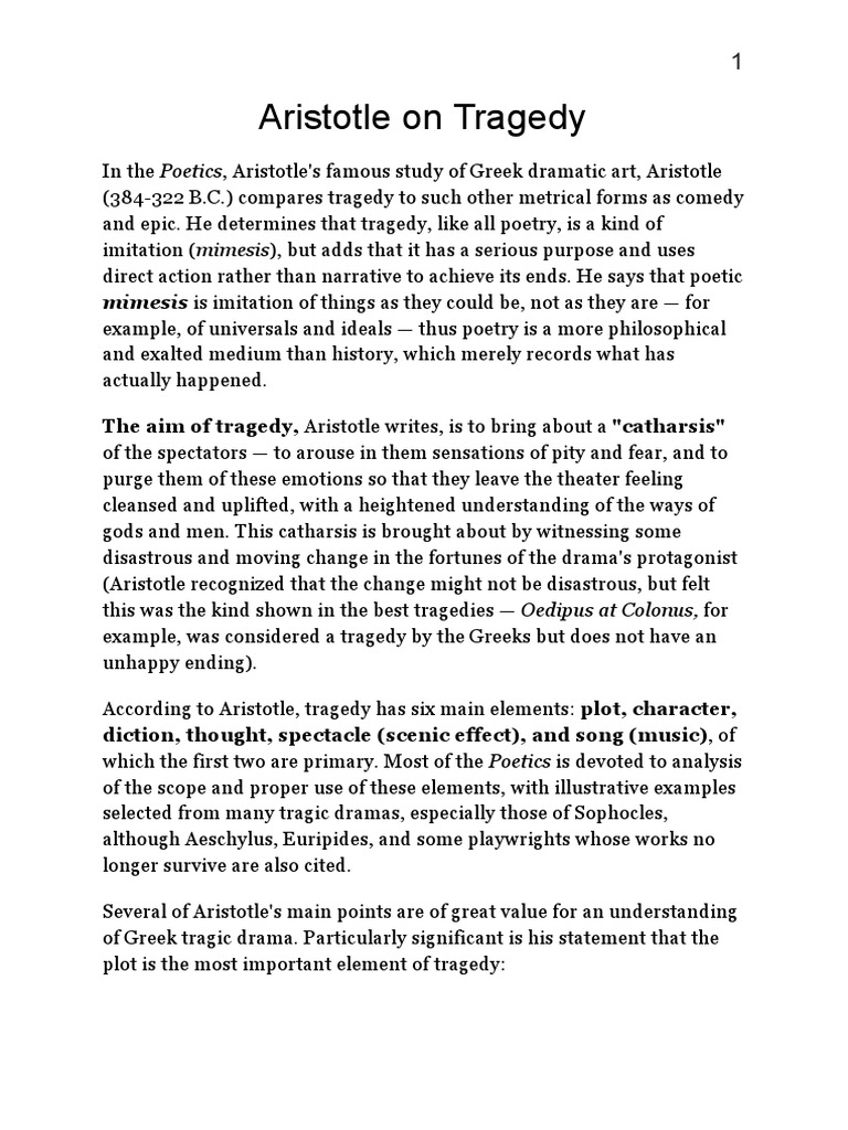 Aristotle On Tragedy | PDF | Tragedy | Plot (Narrative)
