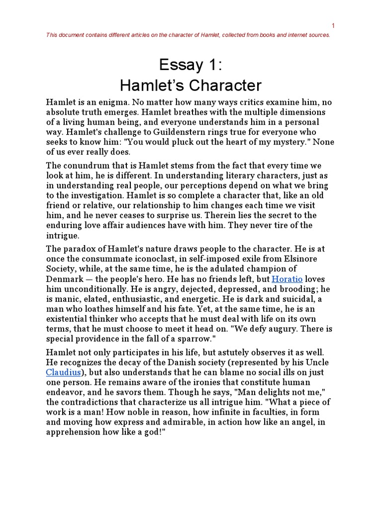 Hamlet - Character Analysis | PDF