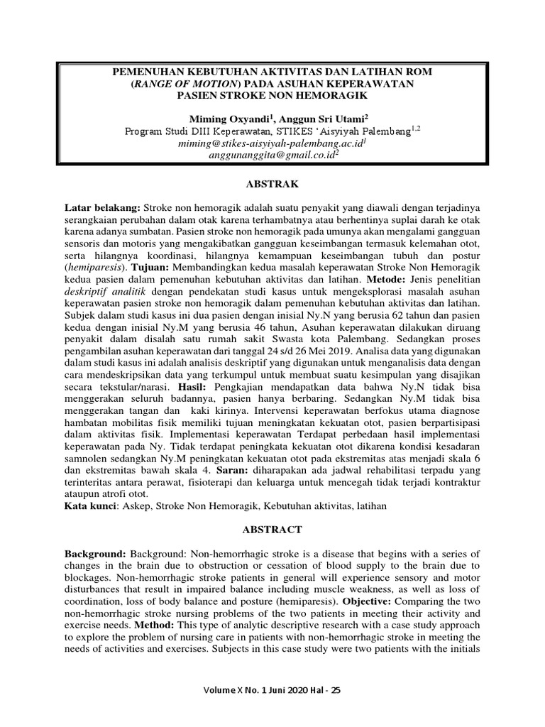 Artikel ROM Pasien Stroke | PDF