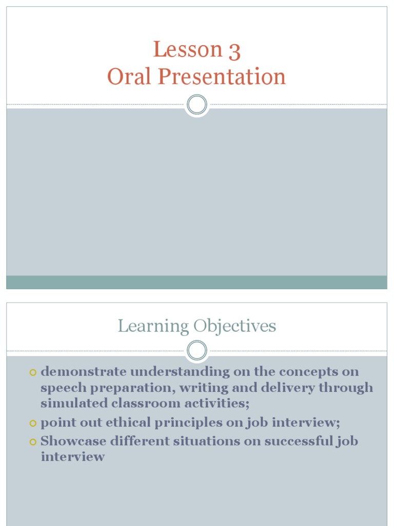 Lesson 3-Oral Presentation | PDF | Speech | Gesture