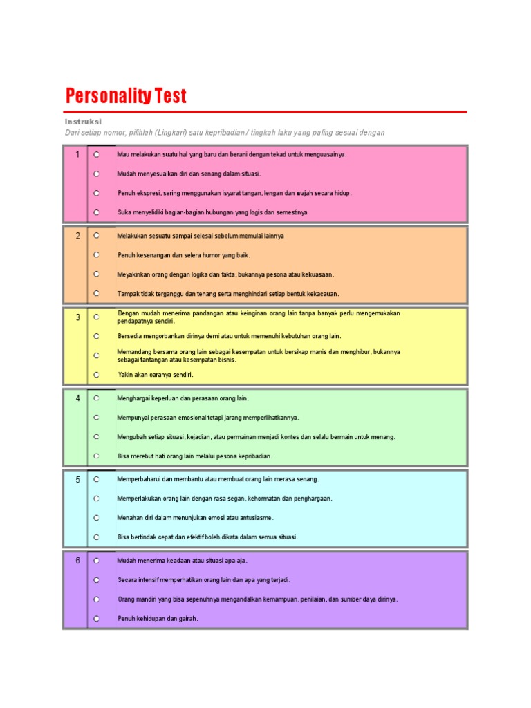 Personality Test | PDF