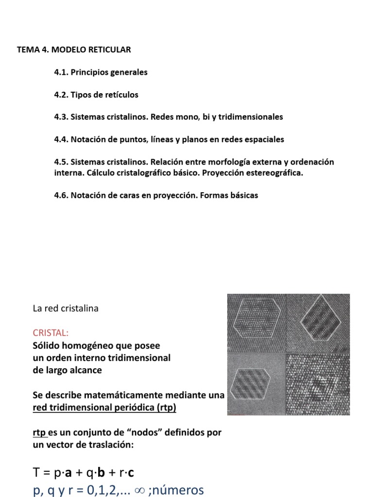 Tema 4 Modelo Reticular | PDF | Simetría | Estructura cristalina