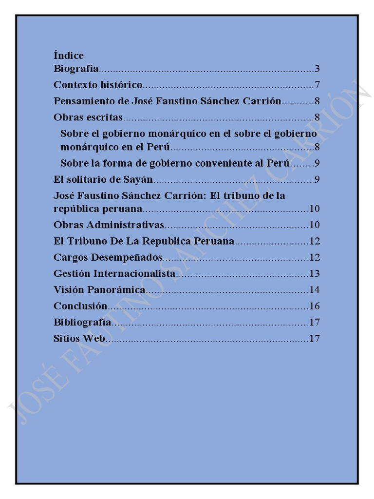 Jose Faustino Sanhez Carrion | PDF | Gobierno