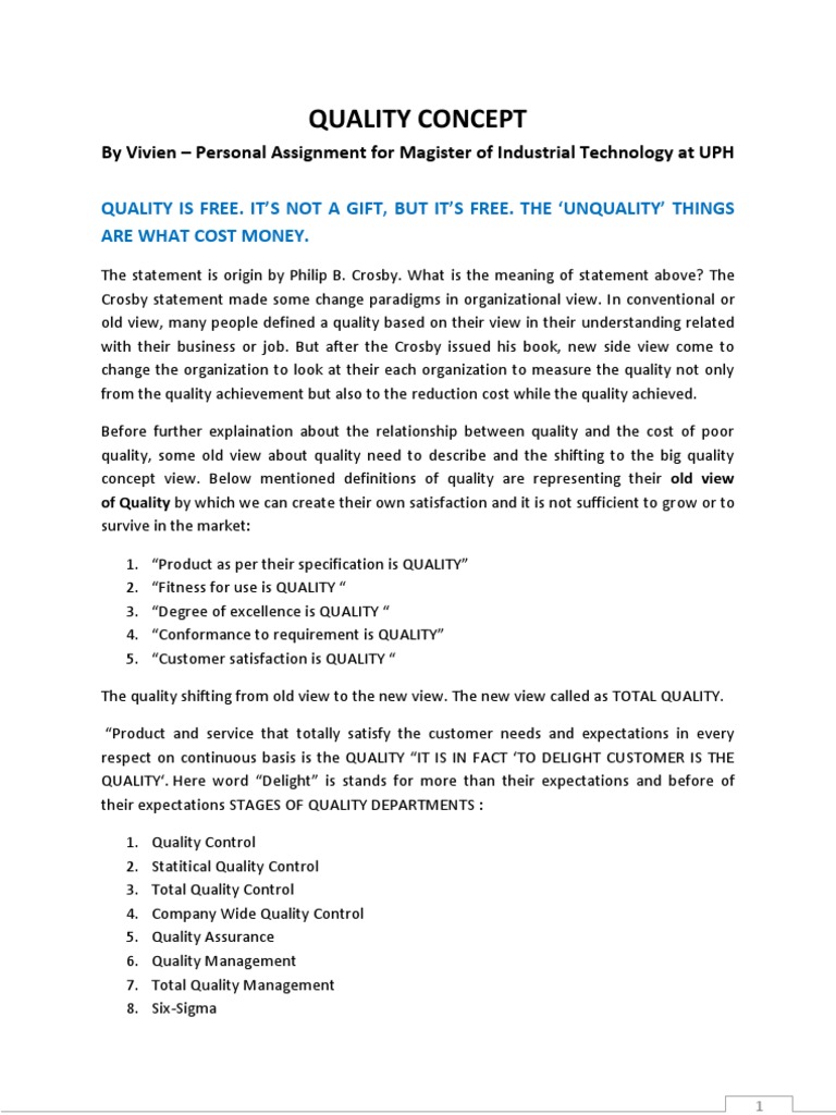 Quality Is Free | PDF | Quality Management | Customer Satisfaction