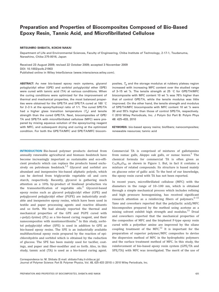 Preparation and Properties of Biocomposites Composed of Bio-Based | PDF ...