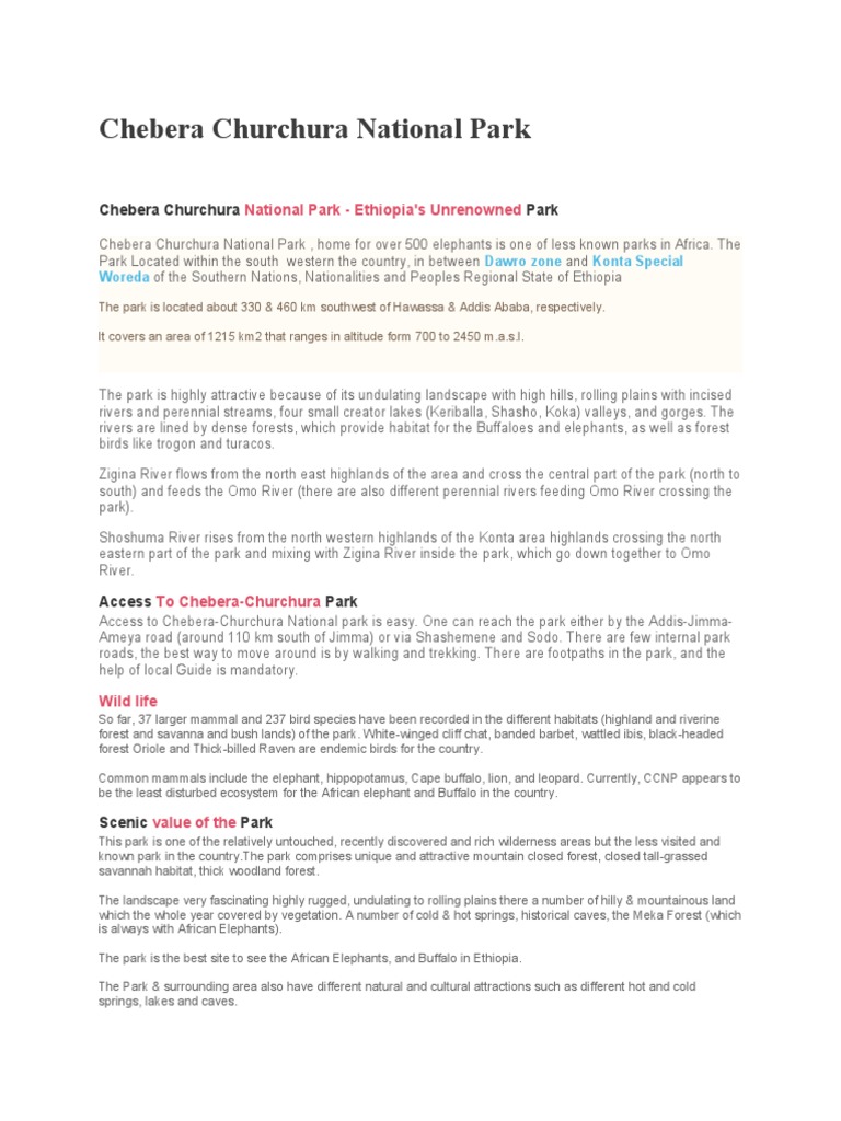 Chebera Churchura National Park Guide | PDF | River | Hiking