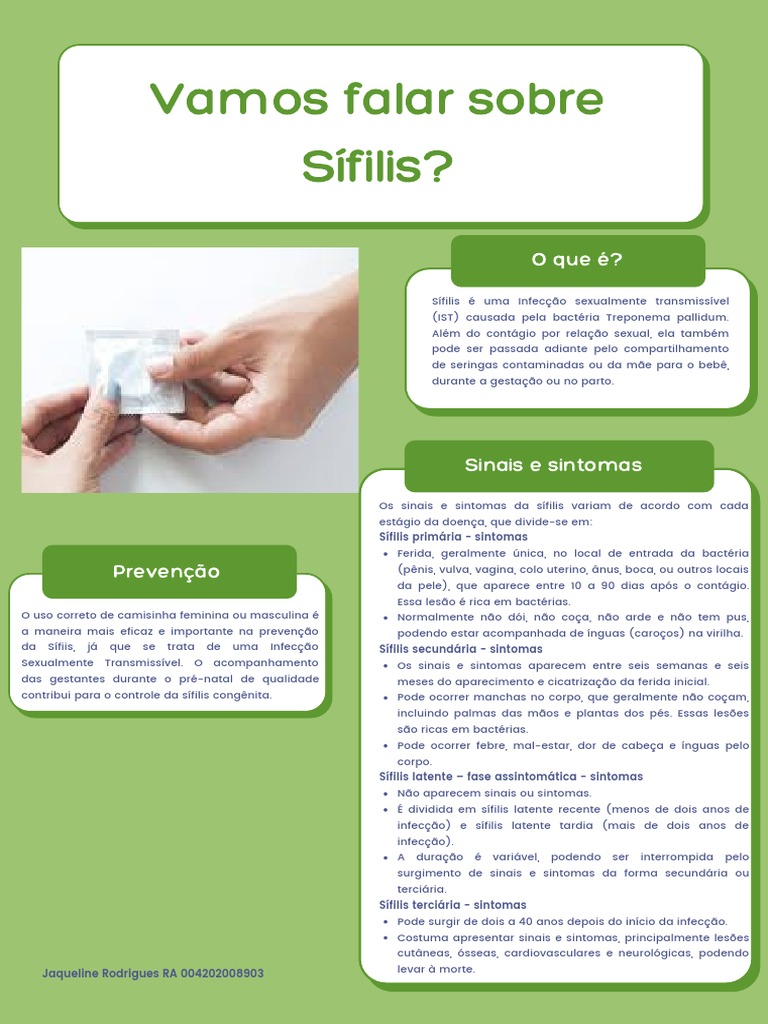 Vamos Falar Sobre Sifilis | PDF | Doenças e distúrbios | Microbiologia Vamos Falar Sobre Sifilis | PDF | Doenças e distúrbios | Microbiologia