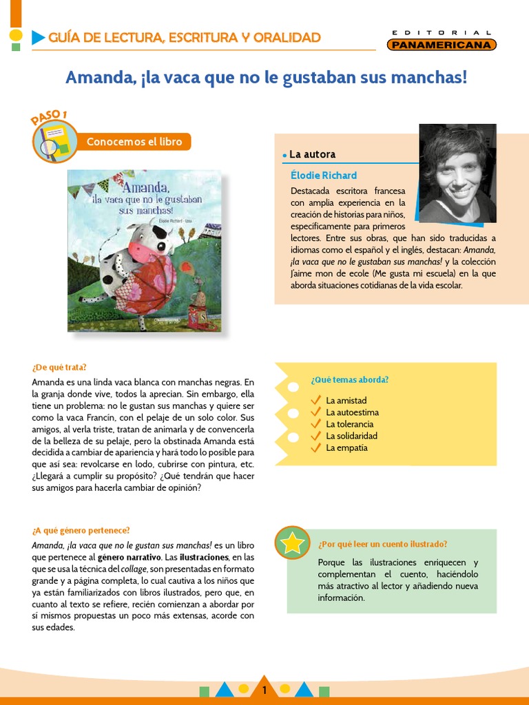 GUIAS DE LECTURA Amanda La Vaca Que No Le Gustaban Sus Manchas | PDF GUIAS DE LECTURA Amanda La Vaca Que No Le Gustaban Sus Manchas | PDF