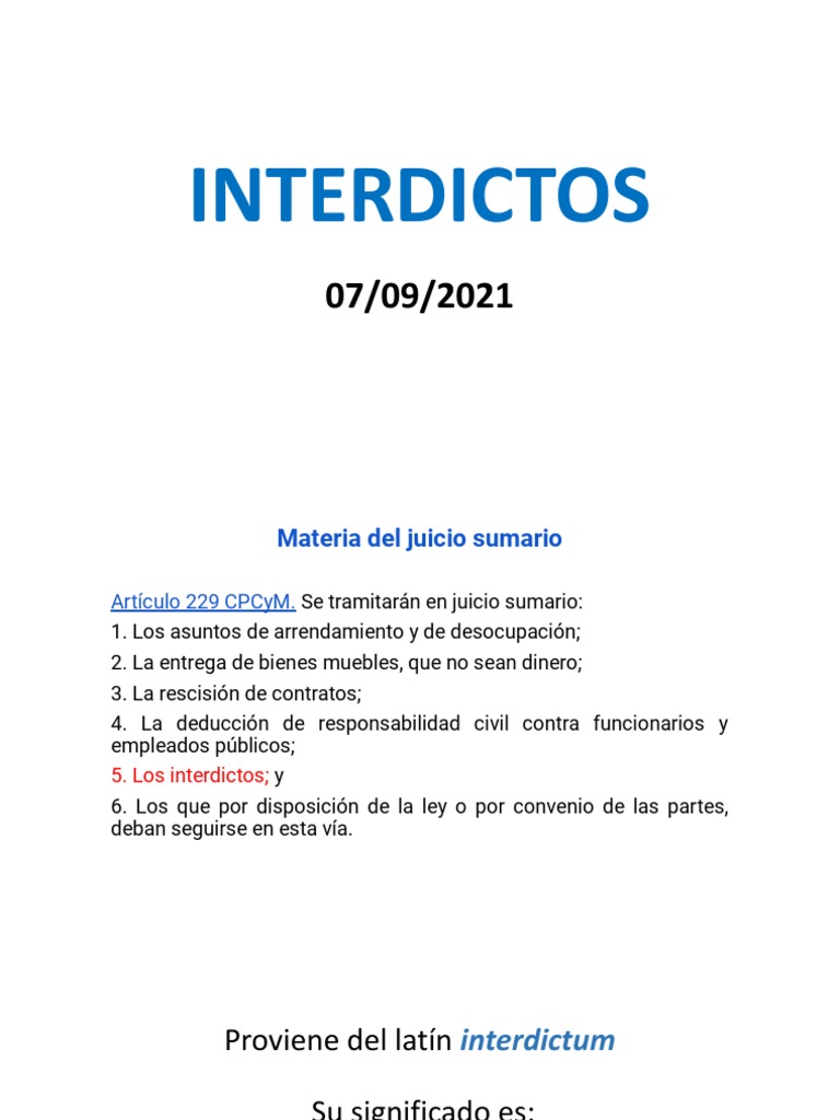 INTERDICTOS | PDF | Posesión (Ley) | Sentencia (ley)