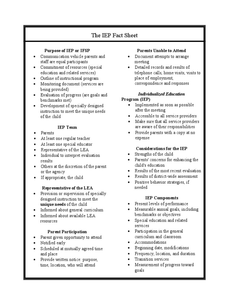 The Iep Fact Sheet 1 | Download Free PDF | Individualized Education ...