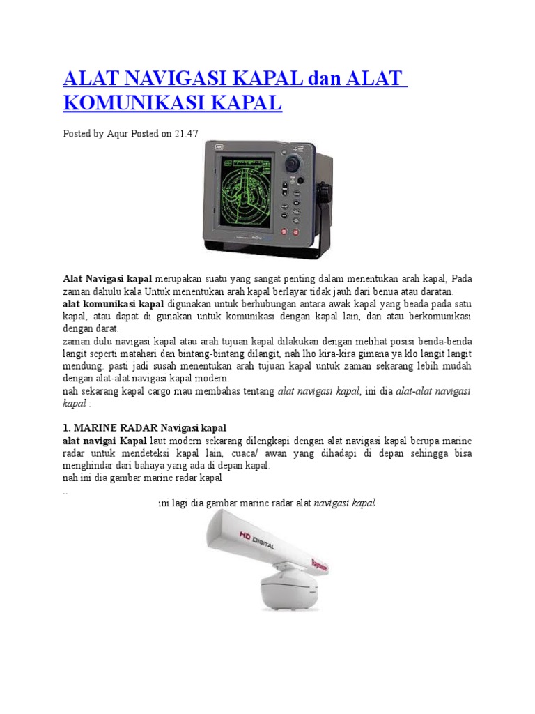 ALAT NAVIGASI KAPAL Dan ALAT KOMUNIKASI KAPAL | PDF