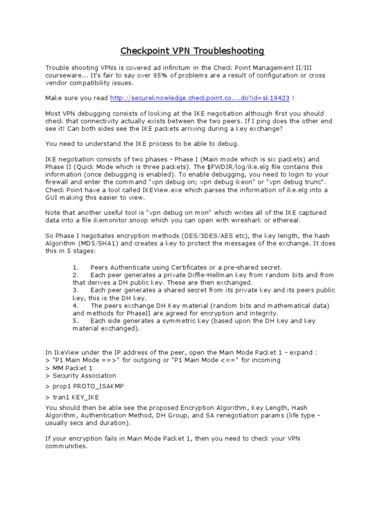 Checkpoint VPN Troubleshooting | PDF | Virtual Private Network ...