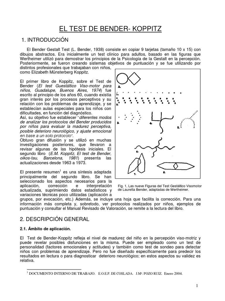 Test de Bender | PDF | Cociente de inteligencia | Las emociones