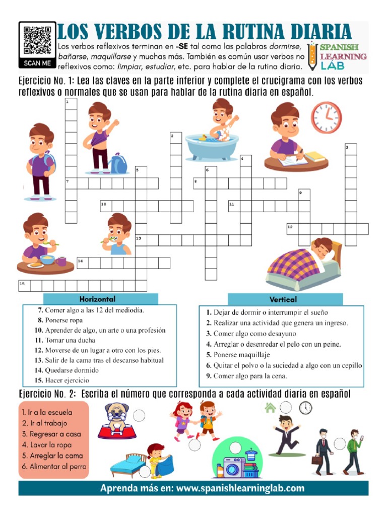 Rutina Diaria Verbos Espanol PDF Daliy Routine Worksheet Spanish | PDF