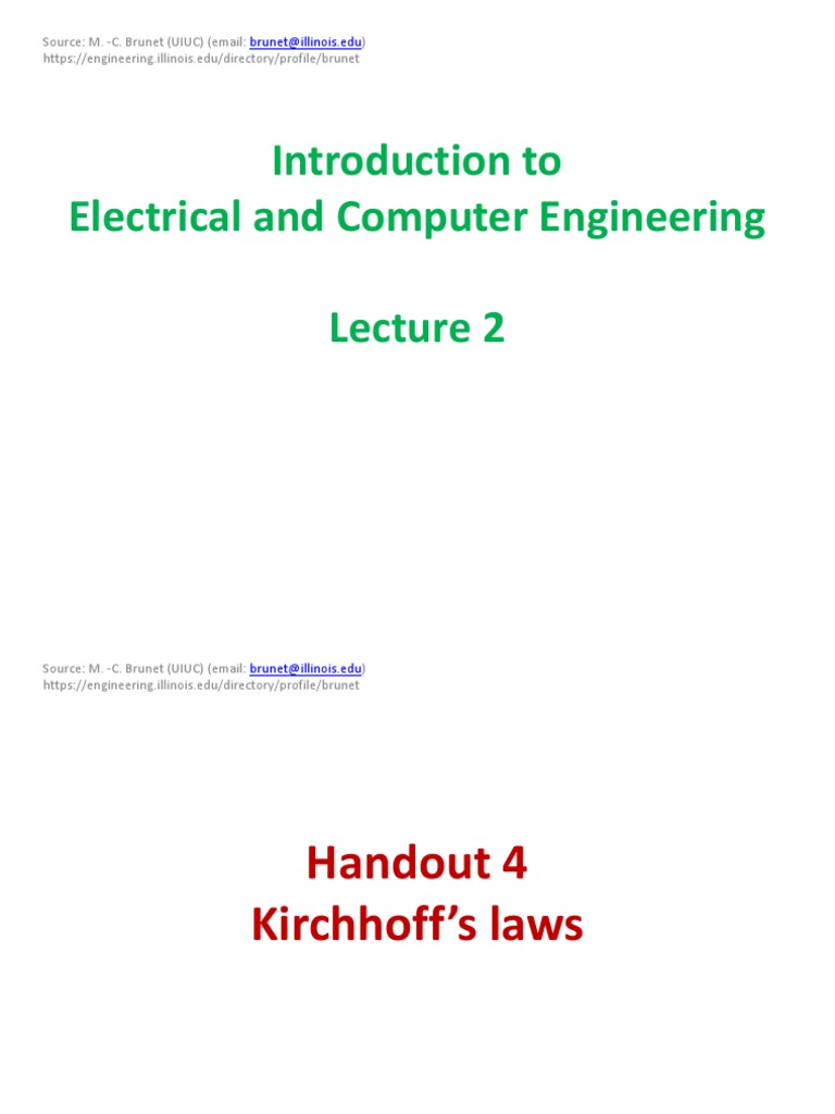 EE1029 - Lecture2 - Kirchhoff's Laws | PDF | Electrical Network | Force