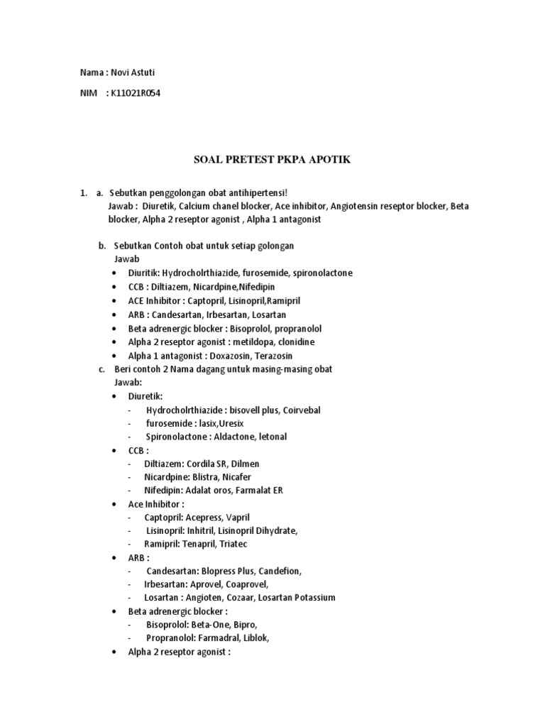 Pretest Apotek Ruri Periode Oktober - K11021R054 - Novi Astuti | PDF