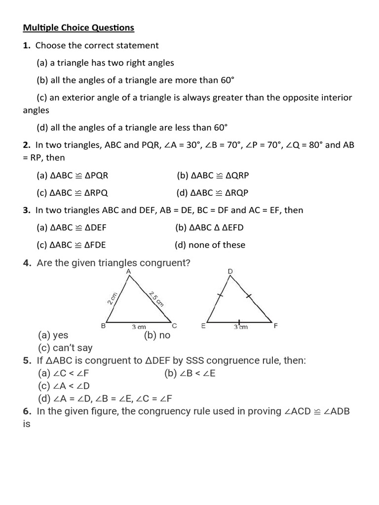 Multiple Choice Questions | PDF