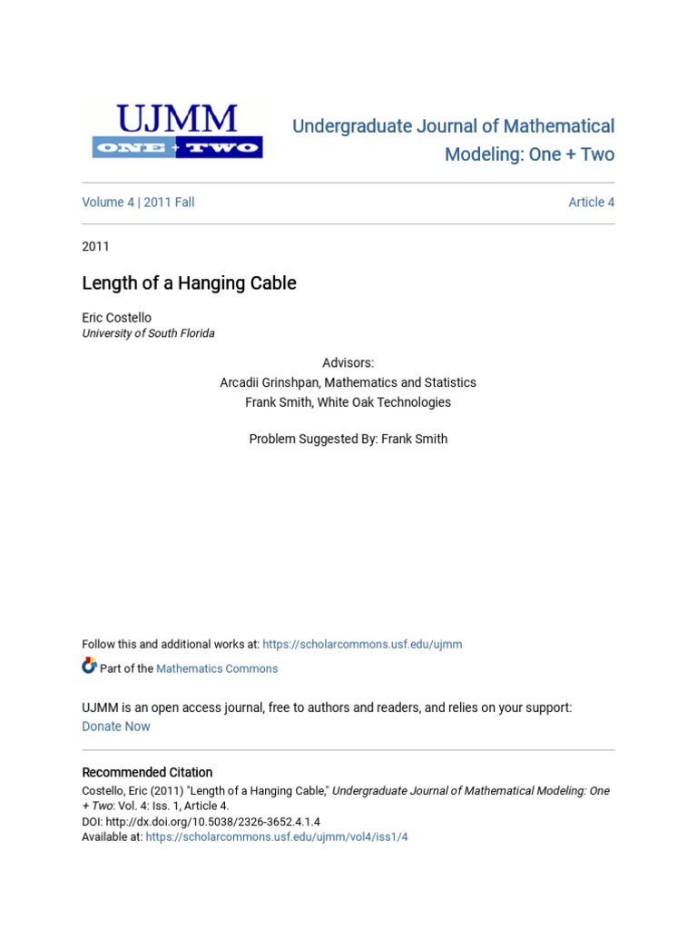 Length Calculation of Hanging Cables | PDF | Triangle | Equations