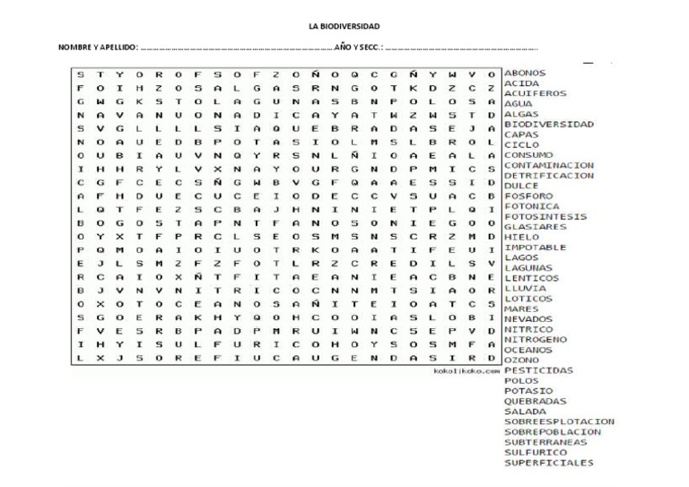 La Biodiversidad Sopa de Letras 2019 | PDF