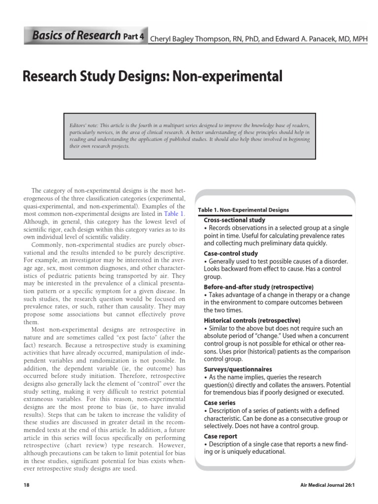 Research Study Designs: Non-Experimental | PDF | Meta Analysis | Cognition