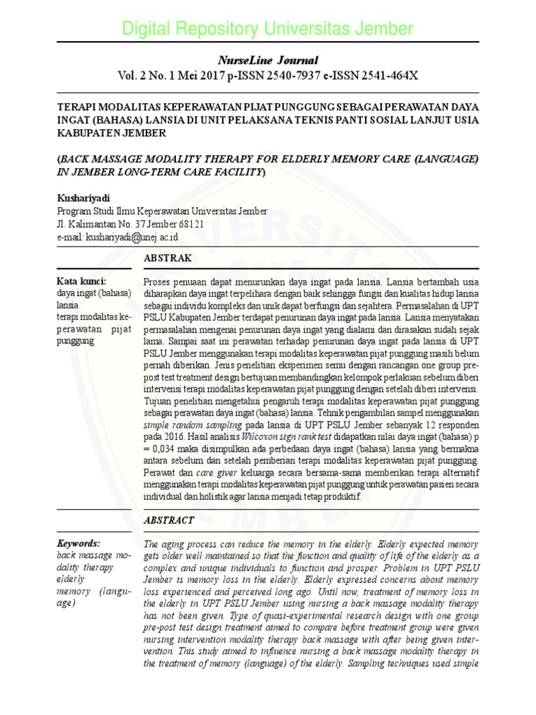 PS. IK - Jurnal - Kushariyadi - TERAPI MODALITAS KEPERAWATAN | PDF