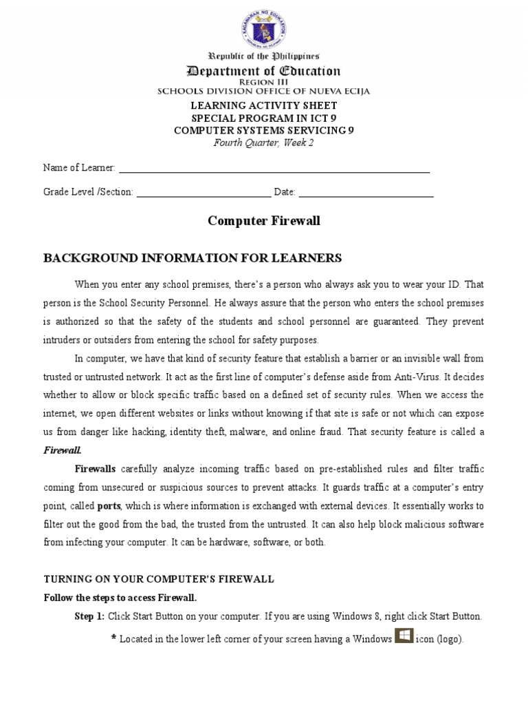 Css 4th Quarter Week 2 Pdf Malware Firewall Computing 